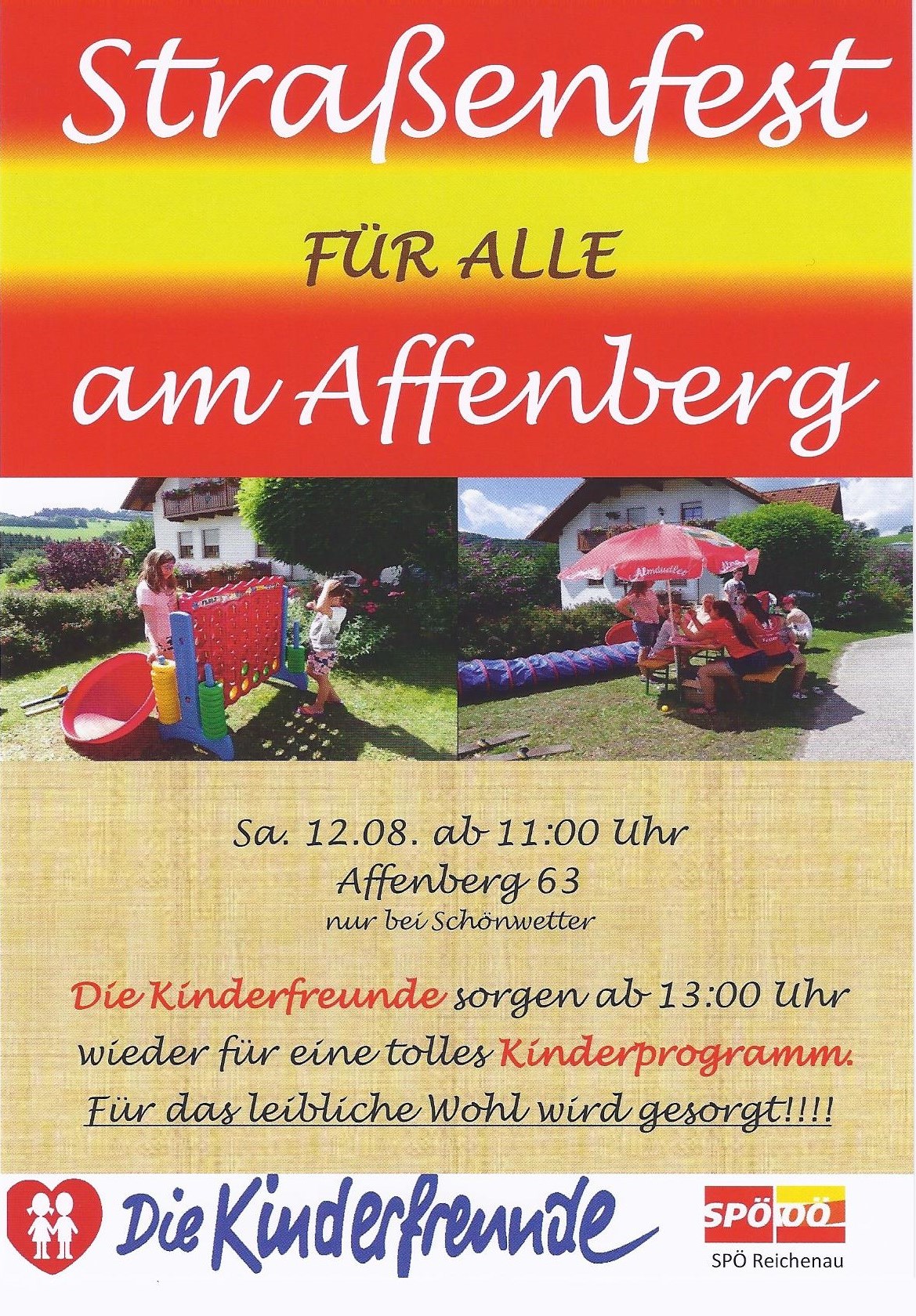 Einladung zum “Straßenfest am Affenberg” für Alle | SPÖ Reichenau